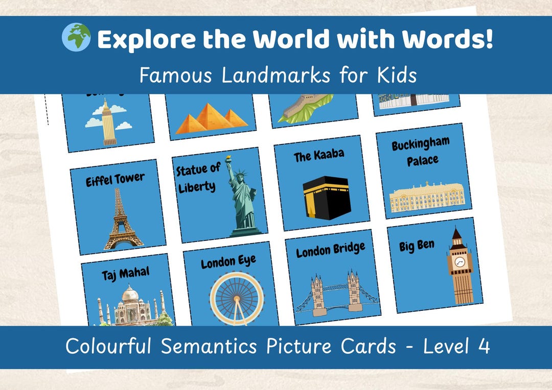 Famous Landmarks Flash Cards: Preschool Speech & Language Printables ...