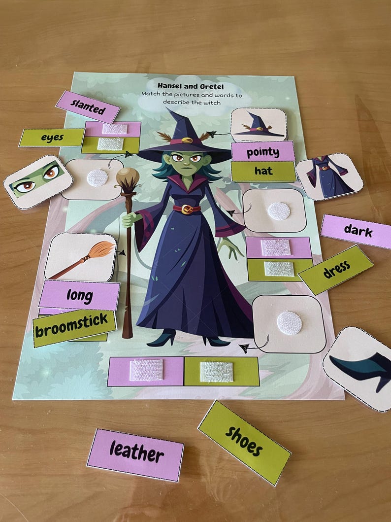 Witch Matching Game | Hansel and Gretel Printable Activity for Toddler ...