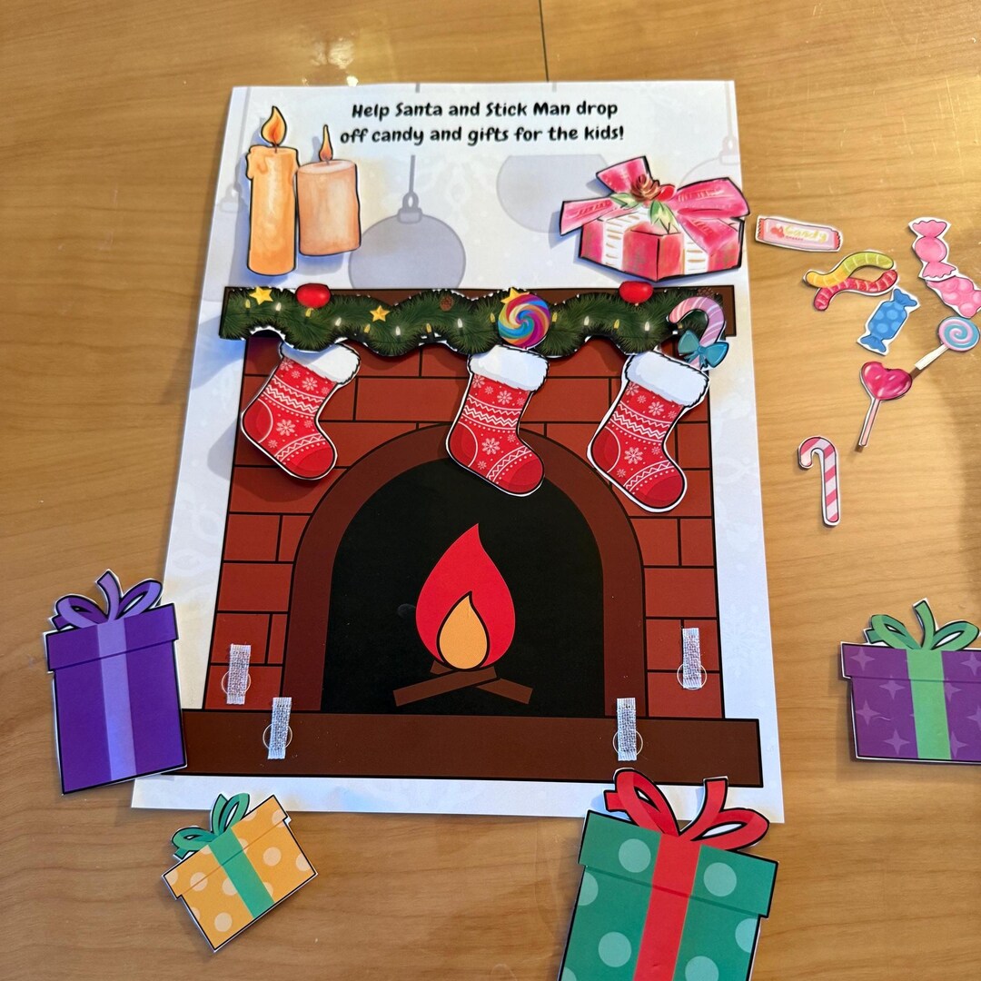 Stick Man Christmas Fireplace Activity: Fine Motor Skills Printable ...