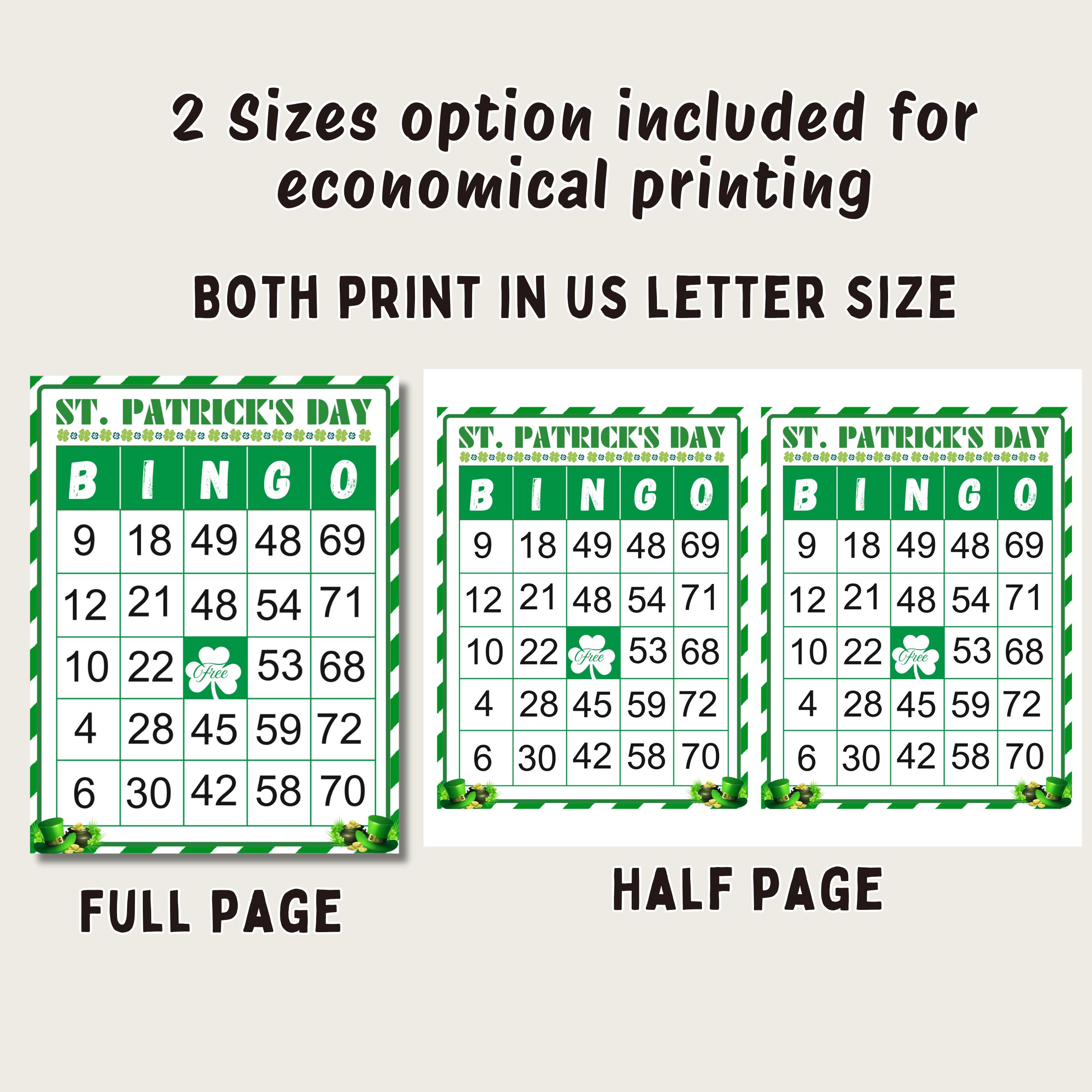 100 St. Patrick's Day Bingo Cards, St Patrick's Day Party Game, St ...