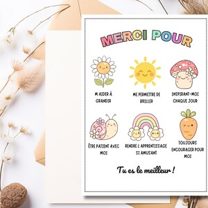 Thank You Card for Teacher in French Printable | French Nursery ...