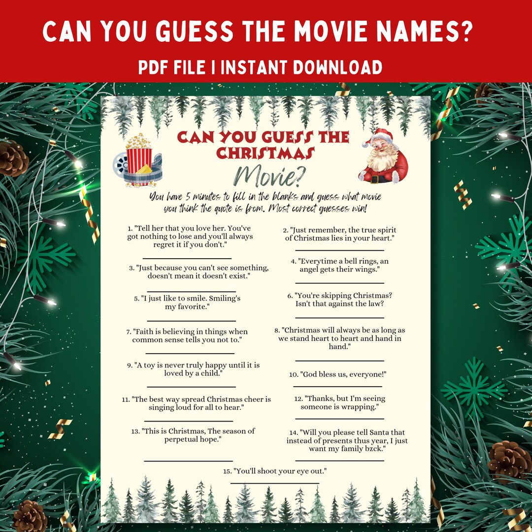 Guess the Christmas Movie Game | Holiday Party (printable PDF) - Etsy