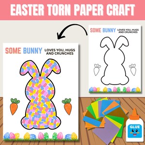 Easter Bunny Torn Paper Craft, Kids DIY Art Activity (printable PDF/PNG ...