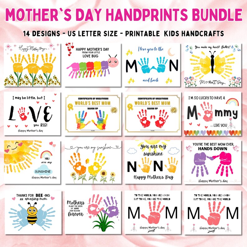 Mother's Day Handprint Art Bundle, Kids Activity (digital Download) - Etsy