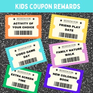 Kids Reward Coupons | 54 Printable Activity Vouchers (digital Download ...