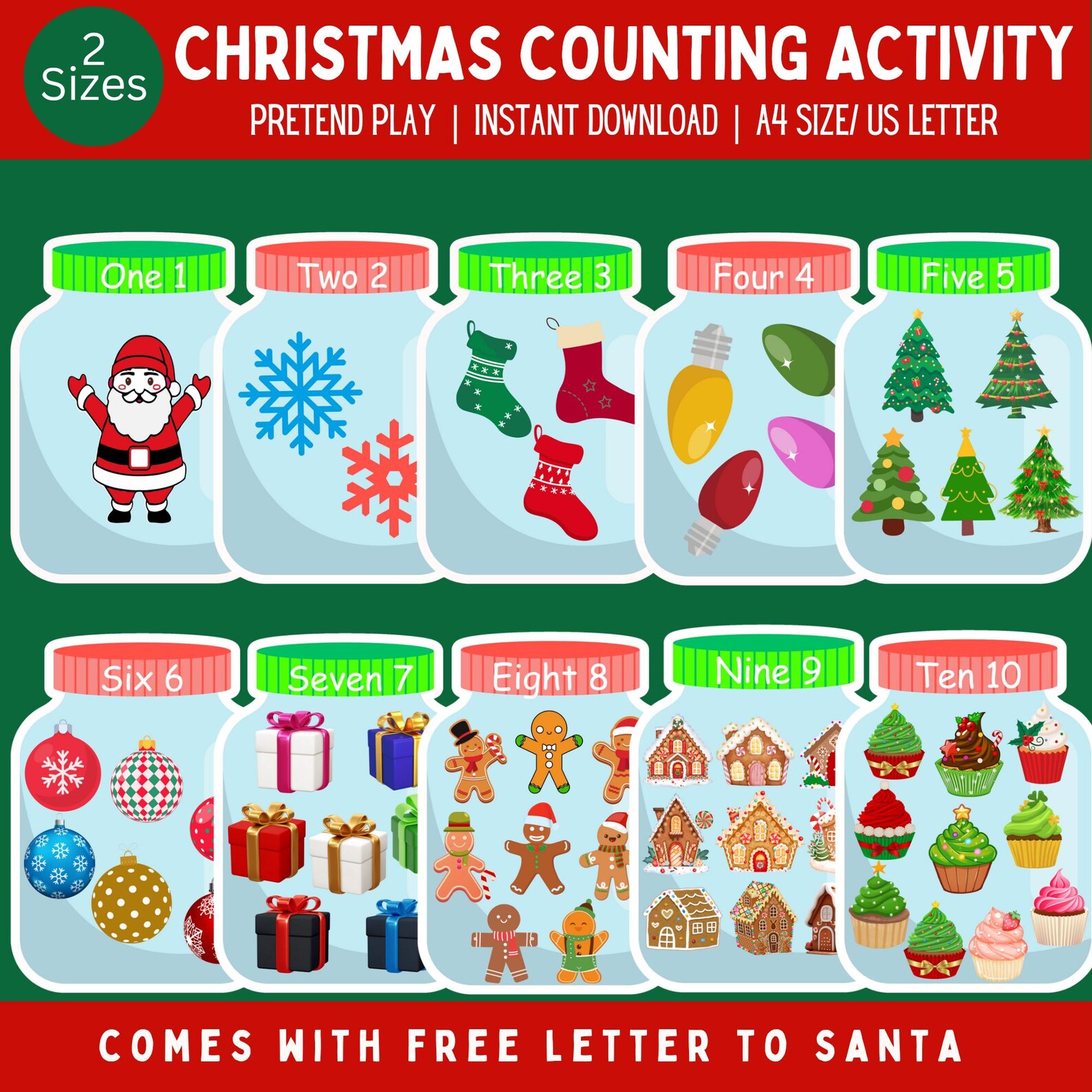 Christmas Counting Activity for Kids, Winter Activity Number Sorting ...