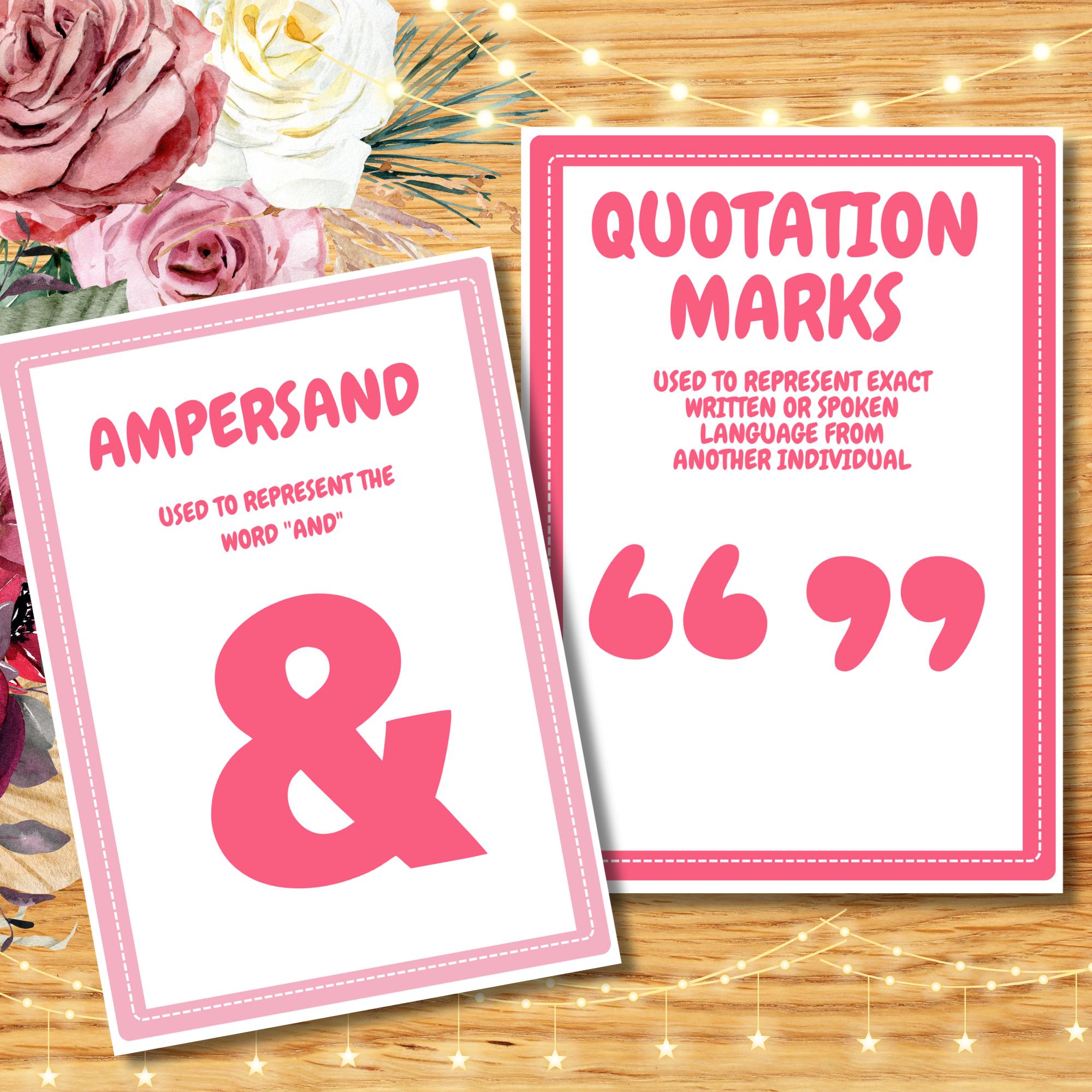 Punctuation Marks Posters, English Classroom Posters, Set of 12 Posters ...