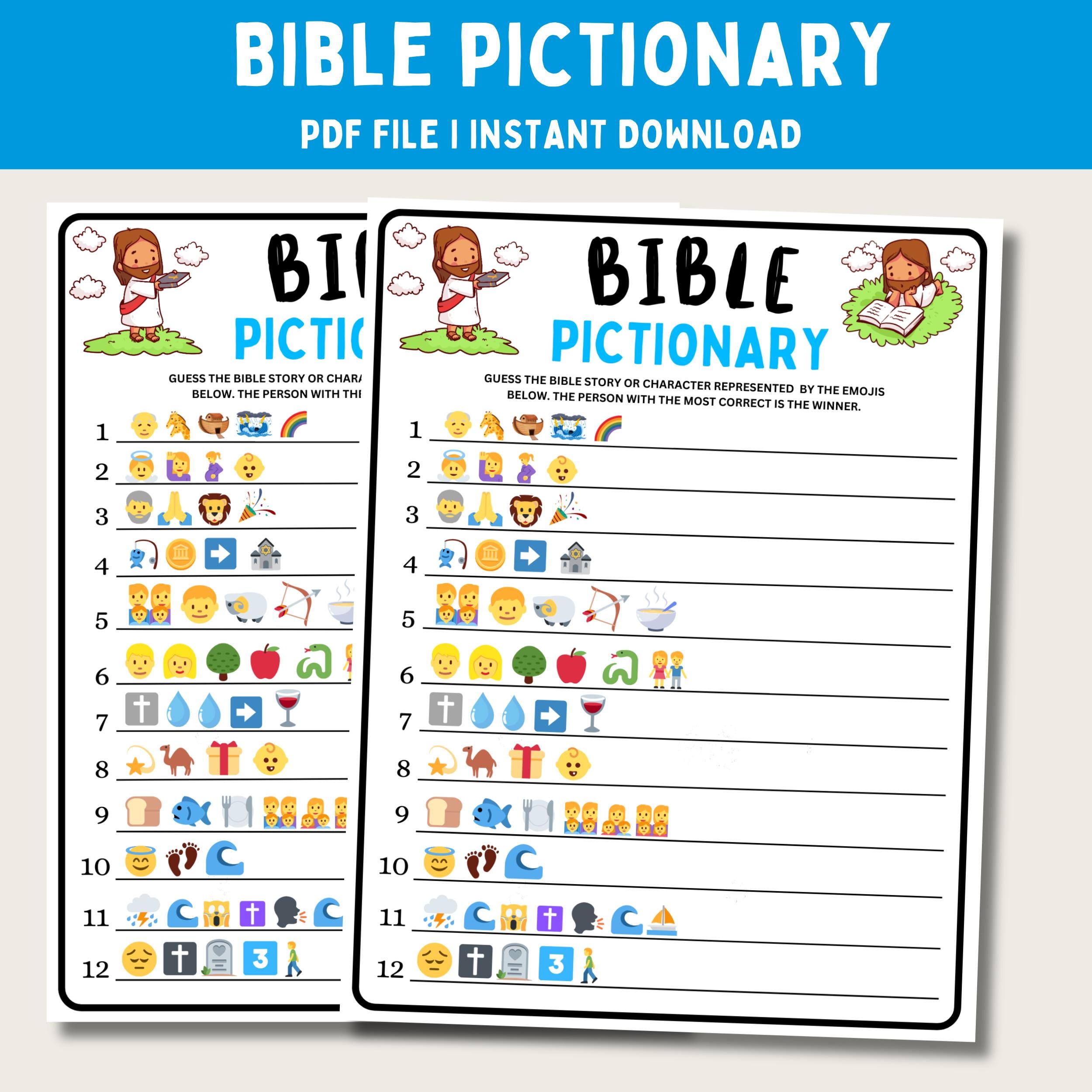 Bible Emoji Pictionary Game, Fun Bible Study Activity for Kids, Teens ...