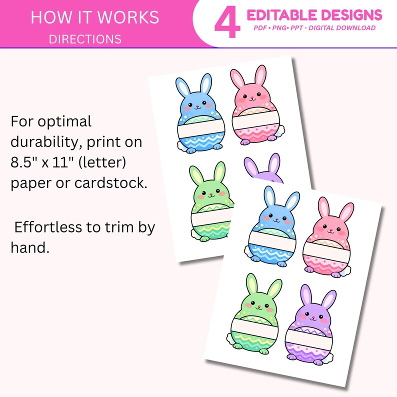 Editable Bunny Cubby Name Tags: Spring Easter Classroom Labels (digital ...