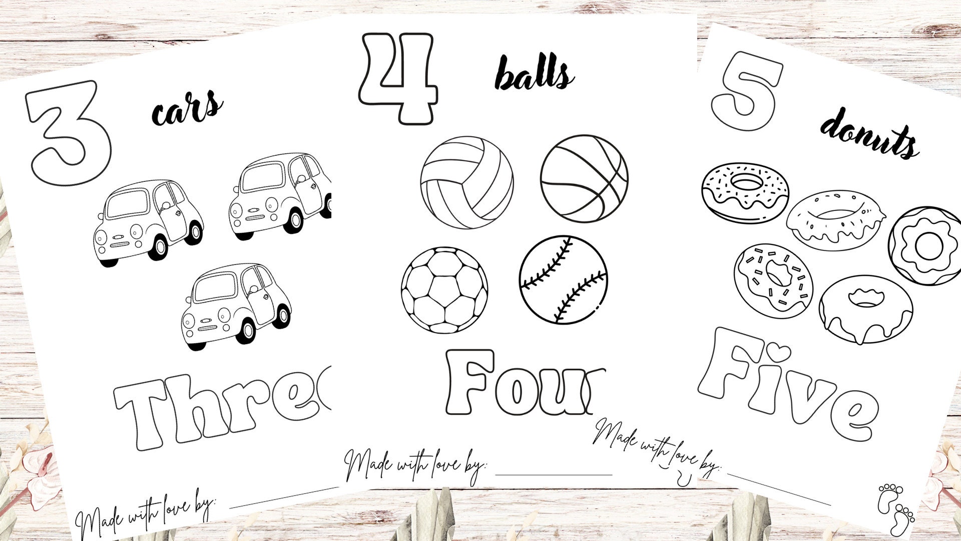 123 Baby Shower Coloring Book, Baby's First 123 Book, Green Leaves ...