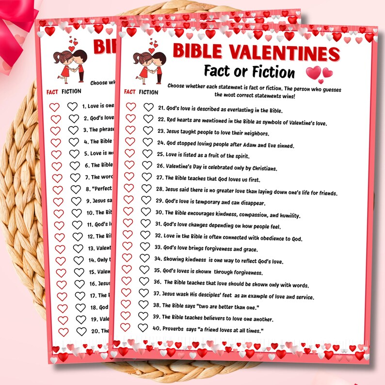 Valentine's Day Bible Trivia Game - Fact or Fiction (printable Quiz) - Etsy