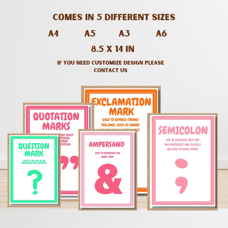 Punctuation Marks Posters, English Classroom Posters, Set of 12 Posters ...