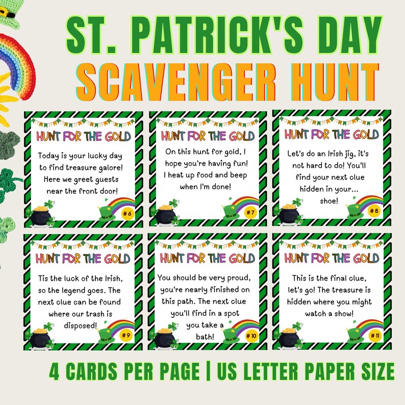 St Patricks Day Scavenger Hunt, Leprechaun Treasure Hunt (printable PDF ...