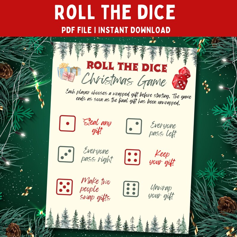 Christmas Roll the Dice Game | Holiday Party Printable (PDF) - Etsy