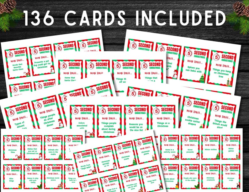 Christmas 5 Second Game | Printable Party Activity (PDF) - Etsy