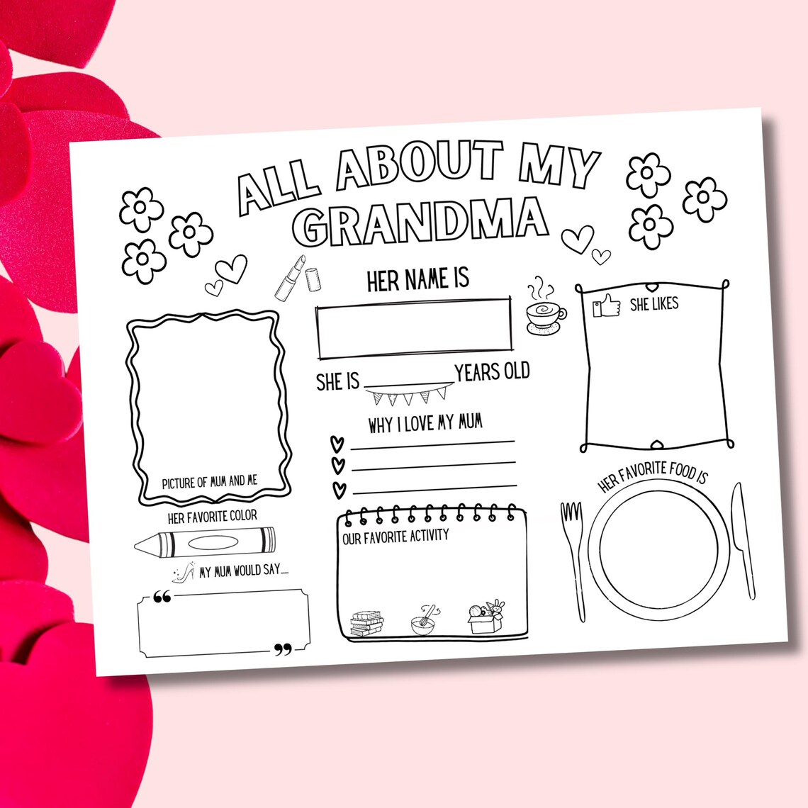Mother's Day All About My Grandma Printable, Kids Activity (digital ...