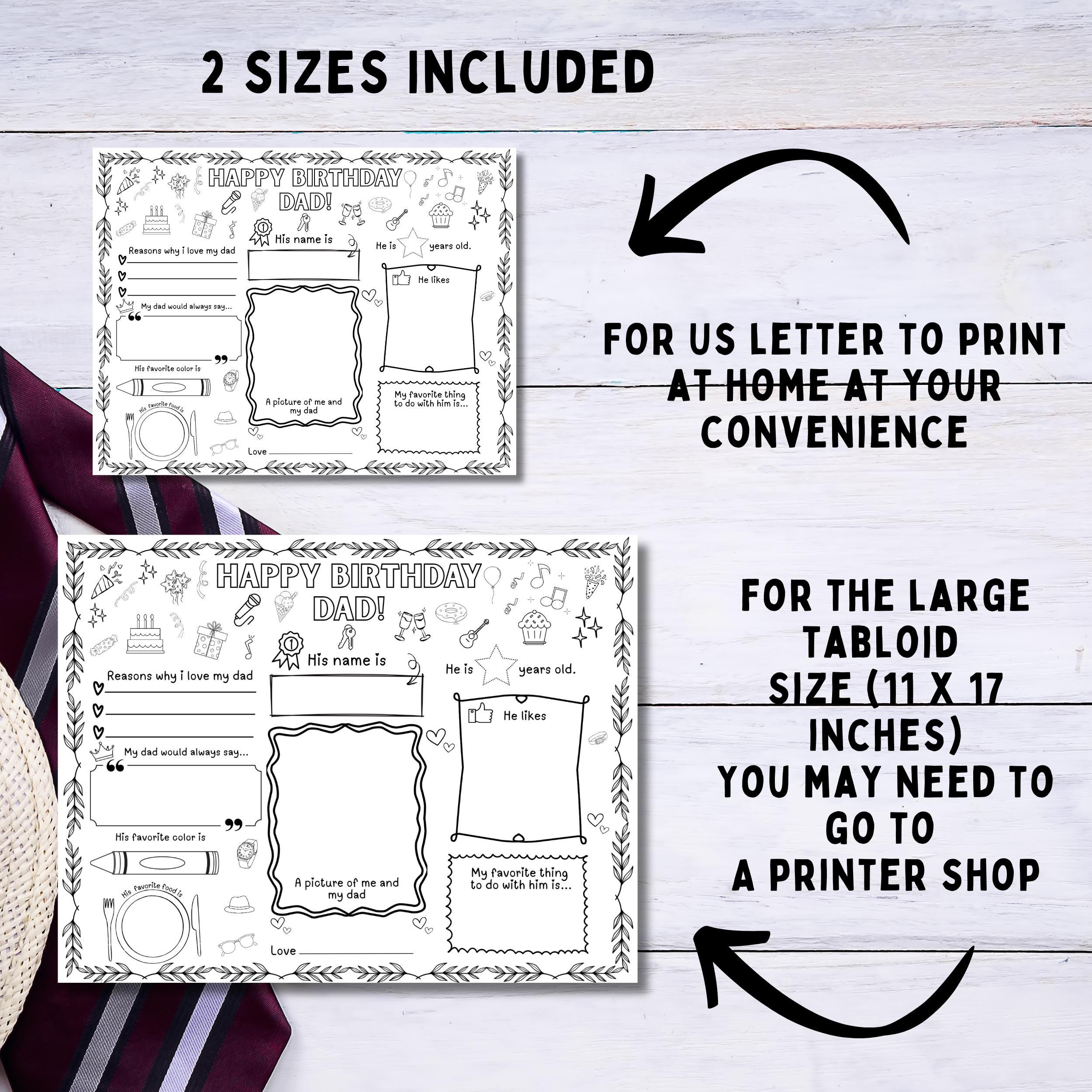 Happy Birthday Dad Coloring Page | Happy Birthday Dad Placemat Activity ...