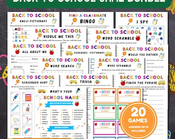 Back to School Games Bundle, Elementary School Games, First Day of ...