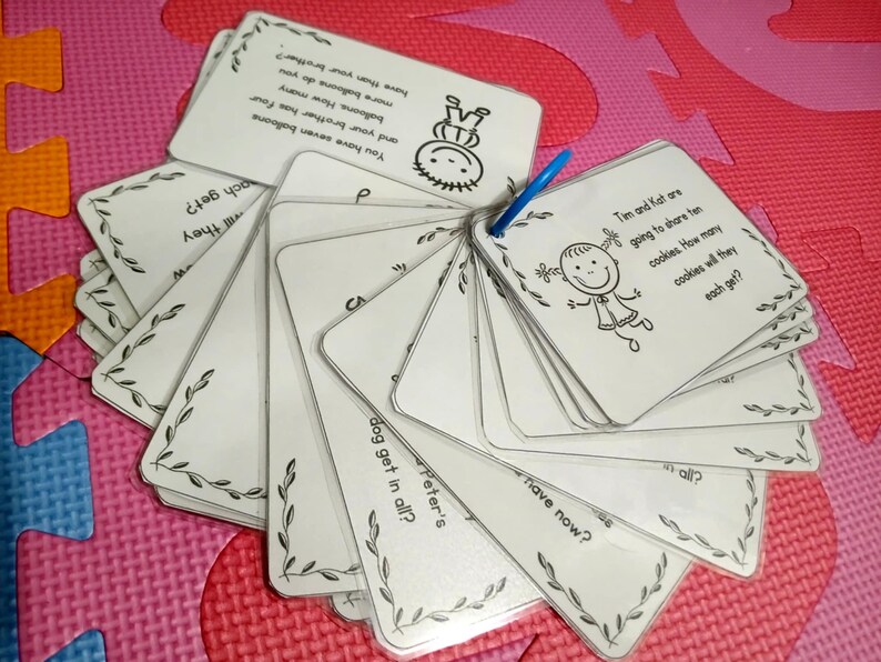 72 First Grade Word Problem Flashcards (PDF) - Etsy