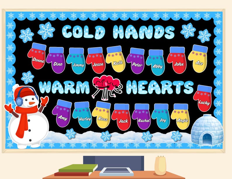 Winter Classroom Bulletin Board Kit | Snowflakes & Mittens (printable ...