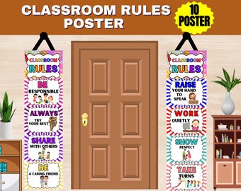 Printable Classroom Rules Posters classroom Decor Behavior Rules teacher Resources classroom ...