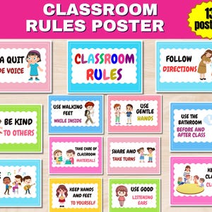 Classroom Rules Poster Set | Daycare Decor (PDF, PNG) - Etsy