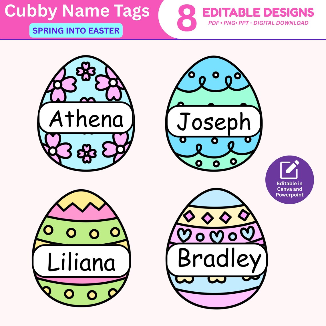 Pastel Easter Egg Cubby Name Tags: Editable Spring Classroom Labels ...
