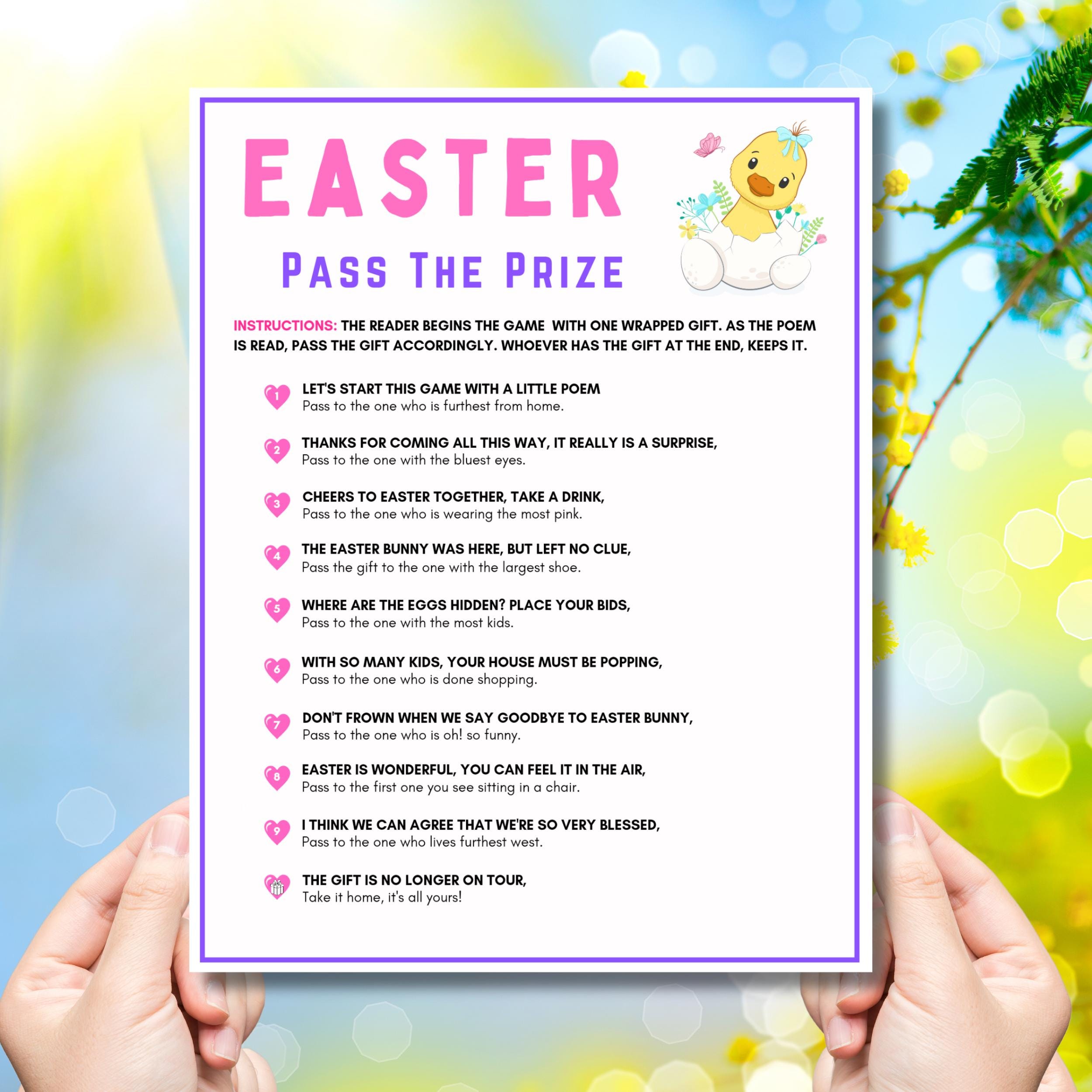 Printable Easter Pass the Prize Game, Family Party (digital Download ...