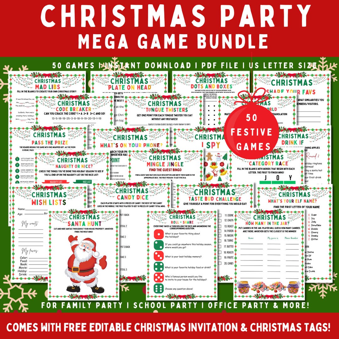 Christmas Game Bundle Printables | Christmas Party Games | Christmas ...