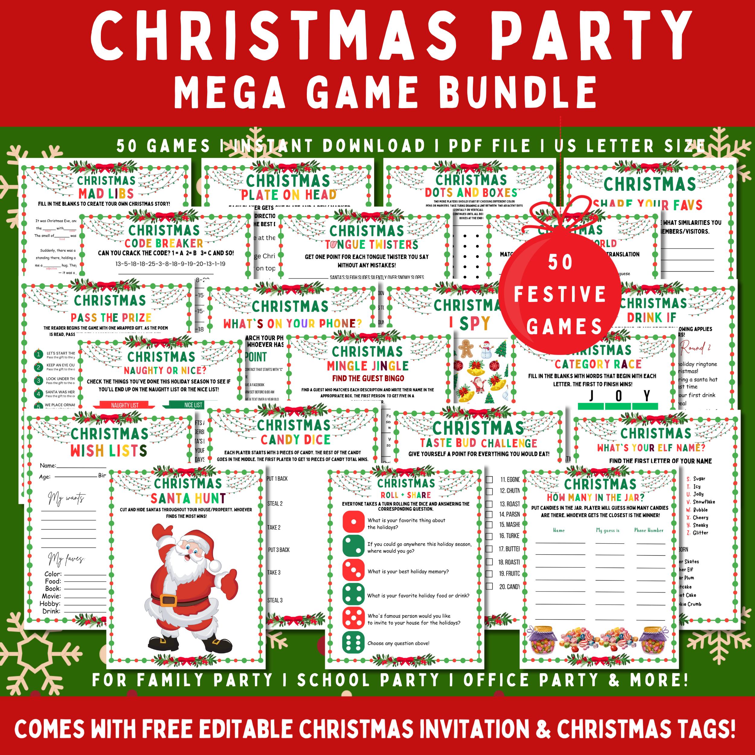 Christmas Game Bundle Printables | Christmas Party Games | Christmas ...