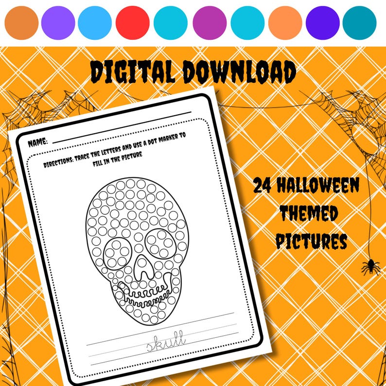 Halloween Dot Marker Printable - Cute Dab a Dot Coloring Pages for ...
