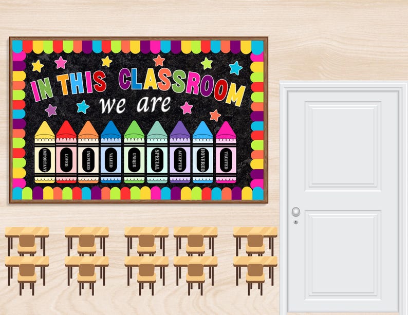 Crayon Bulletin Board Kit, Crayon Classroom Door Decor, Classroom ...