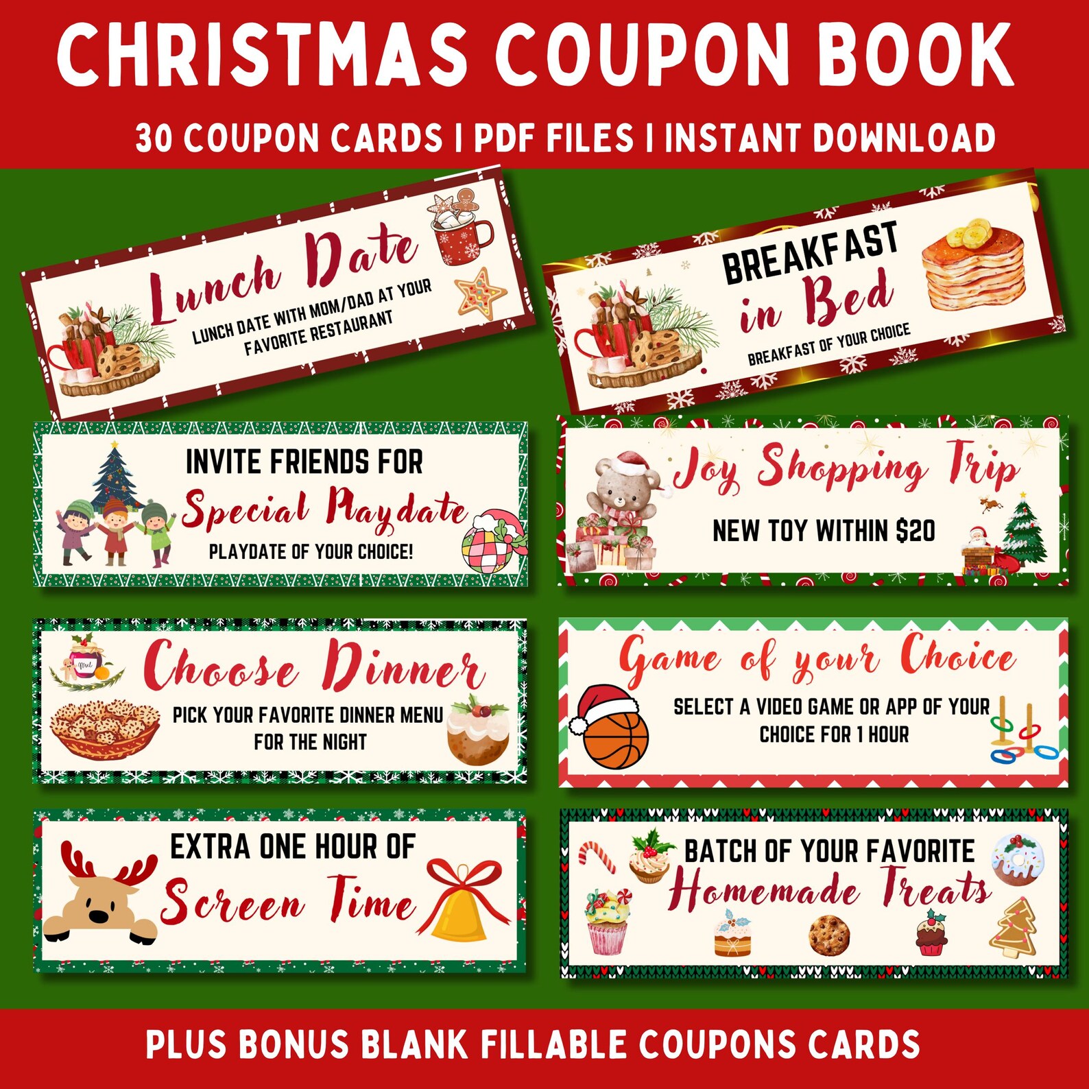 Christmas Reward Coupons for Kids, Treats & Activities (PDF) - Etsy