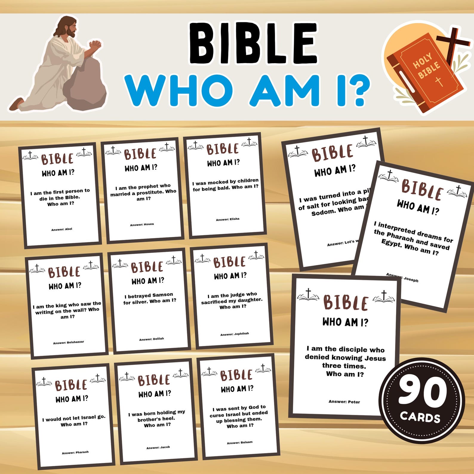 Bible Who Am I Trivia Cards, Printable Christian Party Game for Kids ...