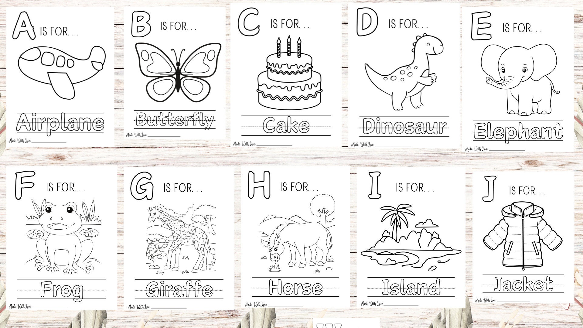 ABC Baby Shower Coloring Book, Baby's First ABC Book, Alphabet Book ...