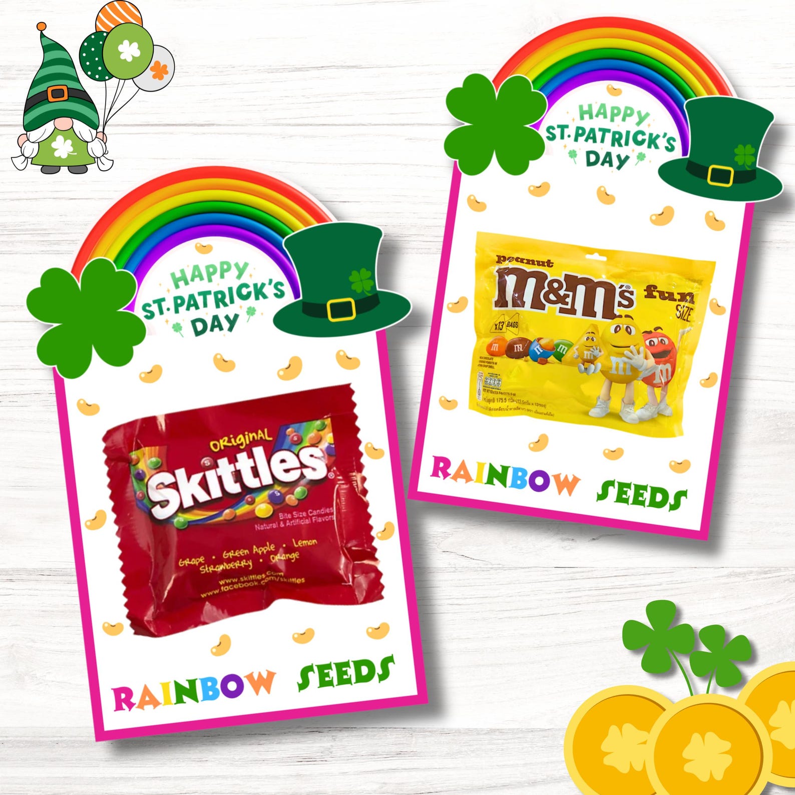 St Patrick's Day Gift Tag, Skittles Rainbow Seeds, Classroom Saint ...