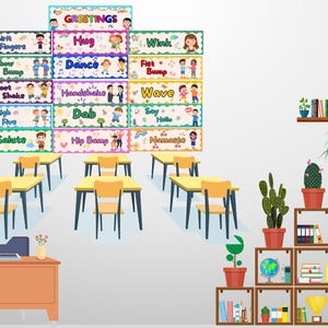 Classroom Greetings Poster Set | 16 Behavior Rules (PDF & PNG) - Etsy