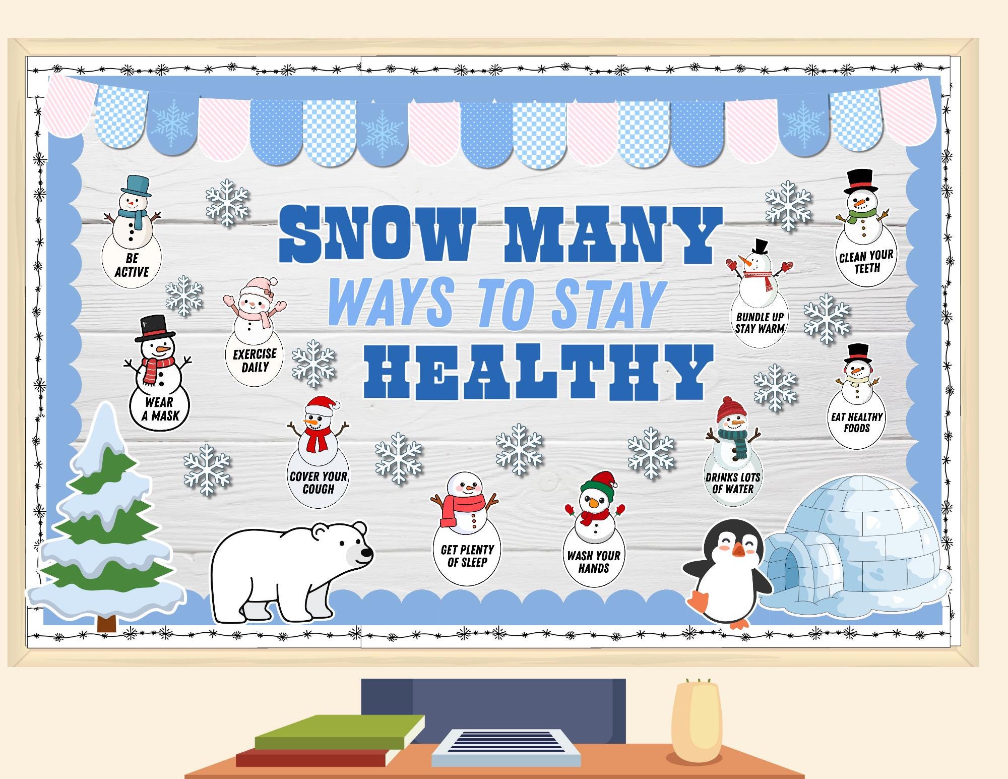 Winter Healthy Habits Bulletin Board Kit (printable & Editable) - Etsy