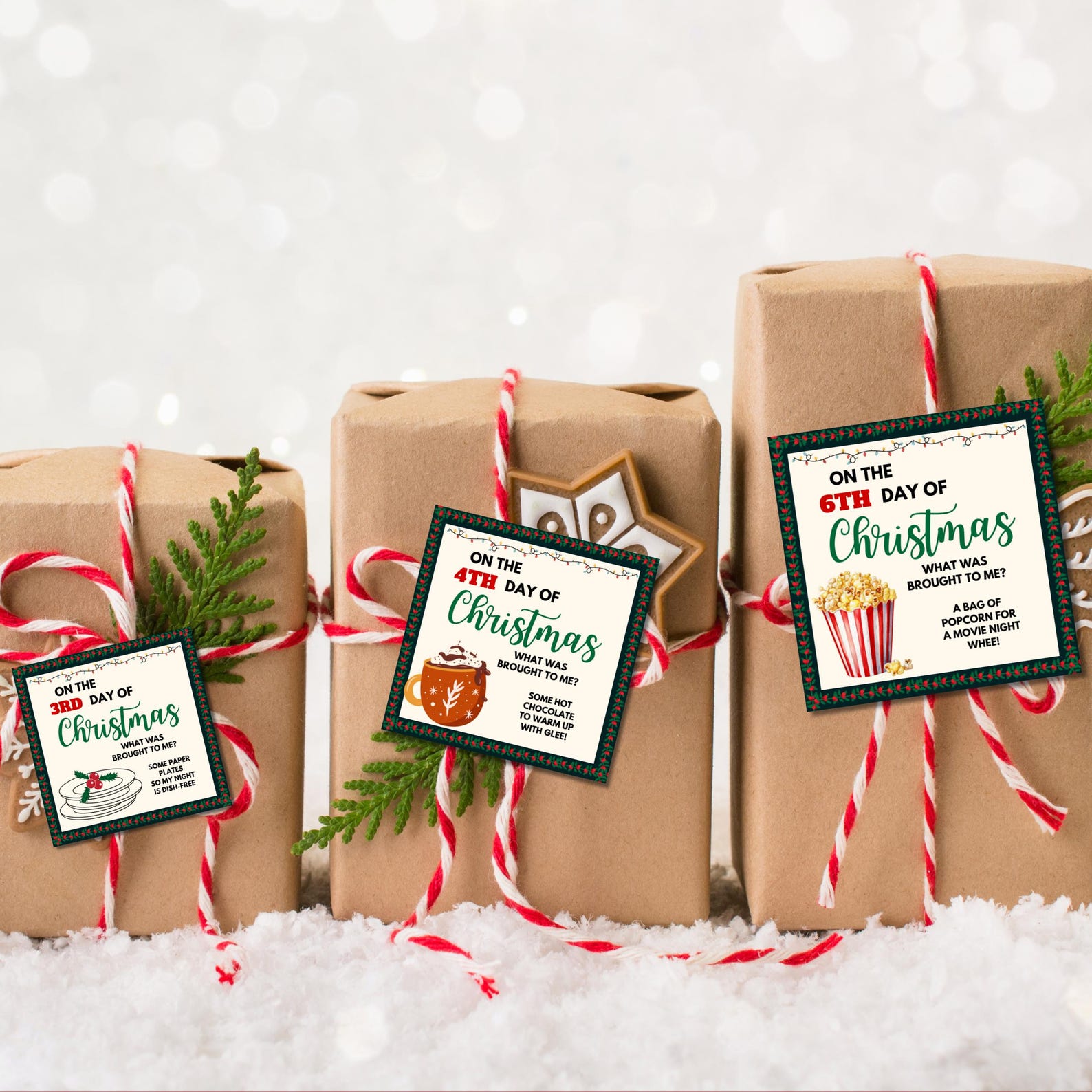 12 Days of Christmas Gift Tags | Printable Holiday Favor (2.5x2.5 ...