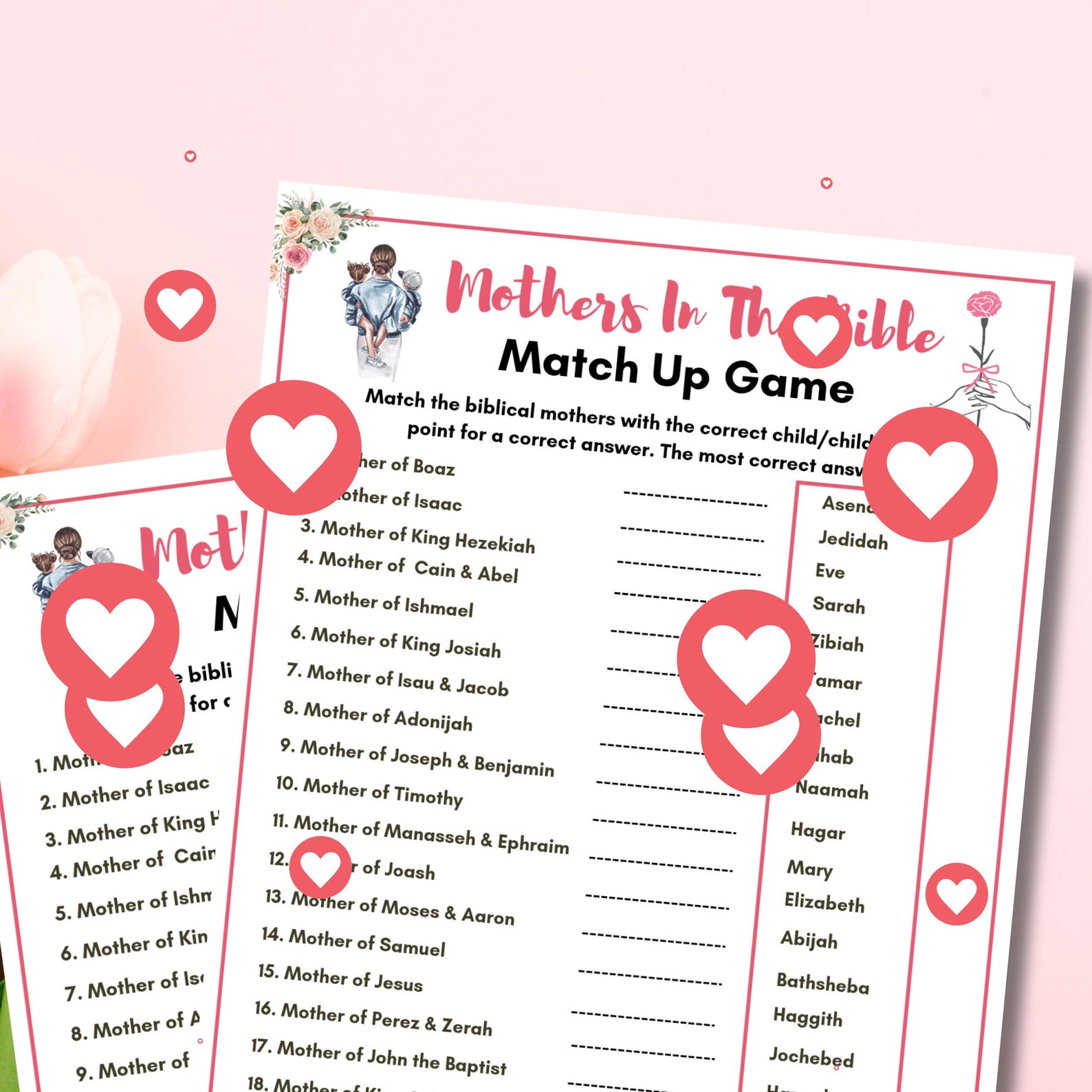 Mothers in the Bible Matching Game, Mother's Day Activity (digital ...