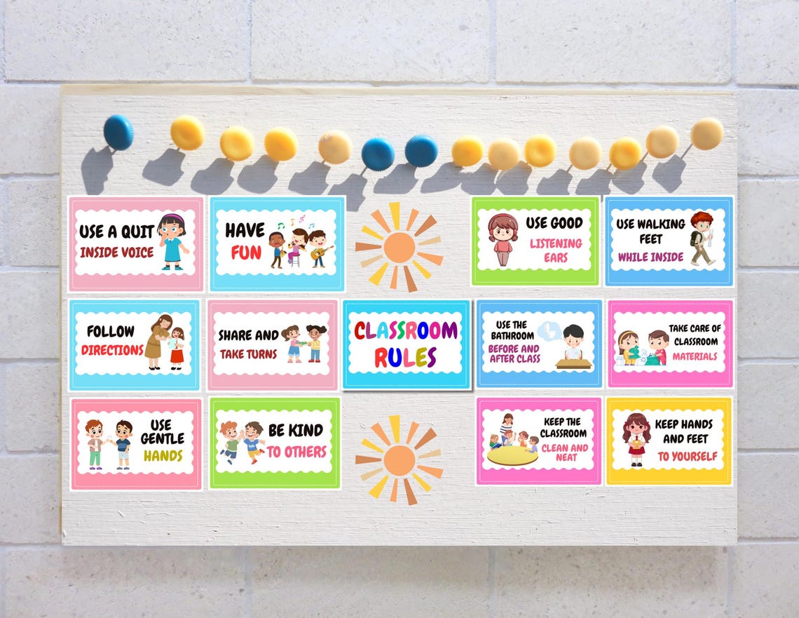 Classroom Rules Poster Set | Daycare Decor (PDF, PNG) - Etsy