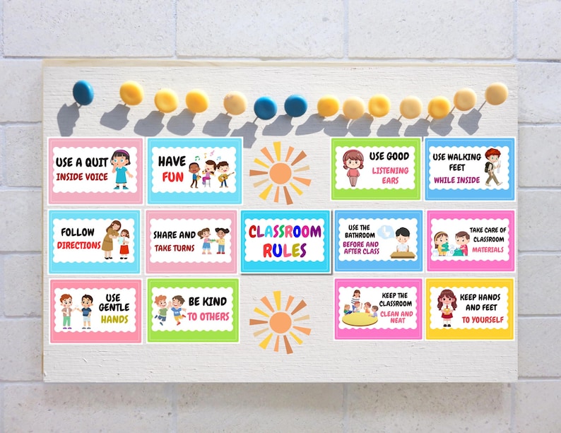 Classroom Rules Poster Set | Daycare Decor (PDF, PNG) - Etsy