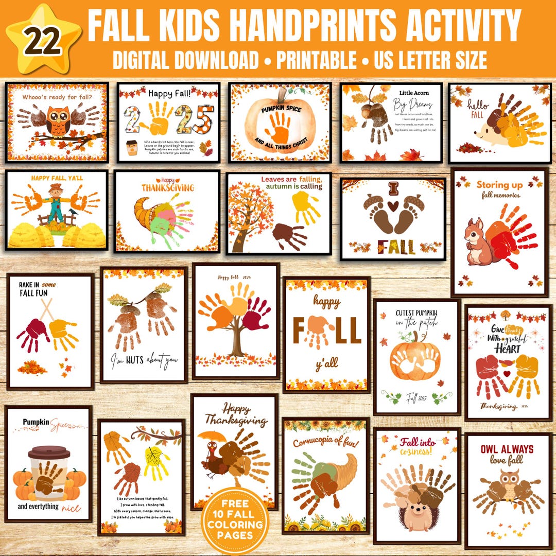 Fall Handprint Art | Kids Autumn Craft, Keepsake (digital Download) - Etsy