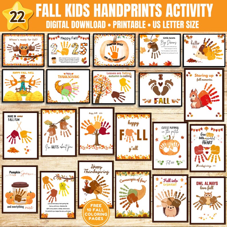 Fall Handprint Art | Kids Autumn Craft, Keepsake (digital Download) - Etsy