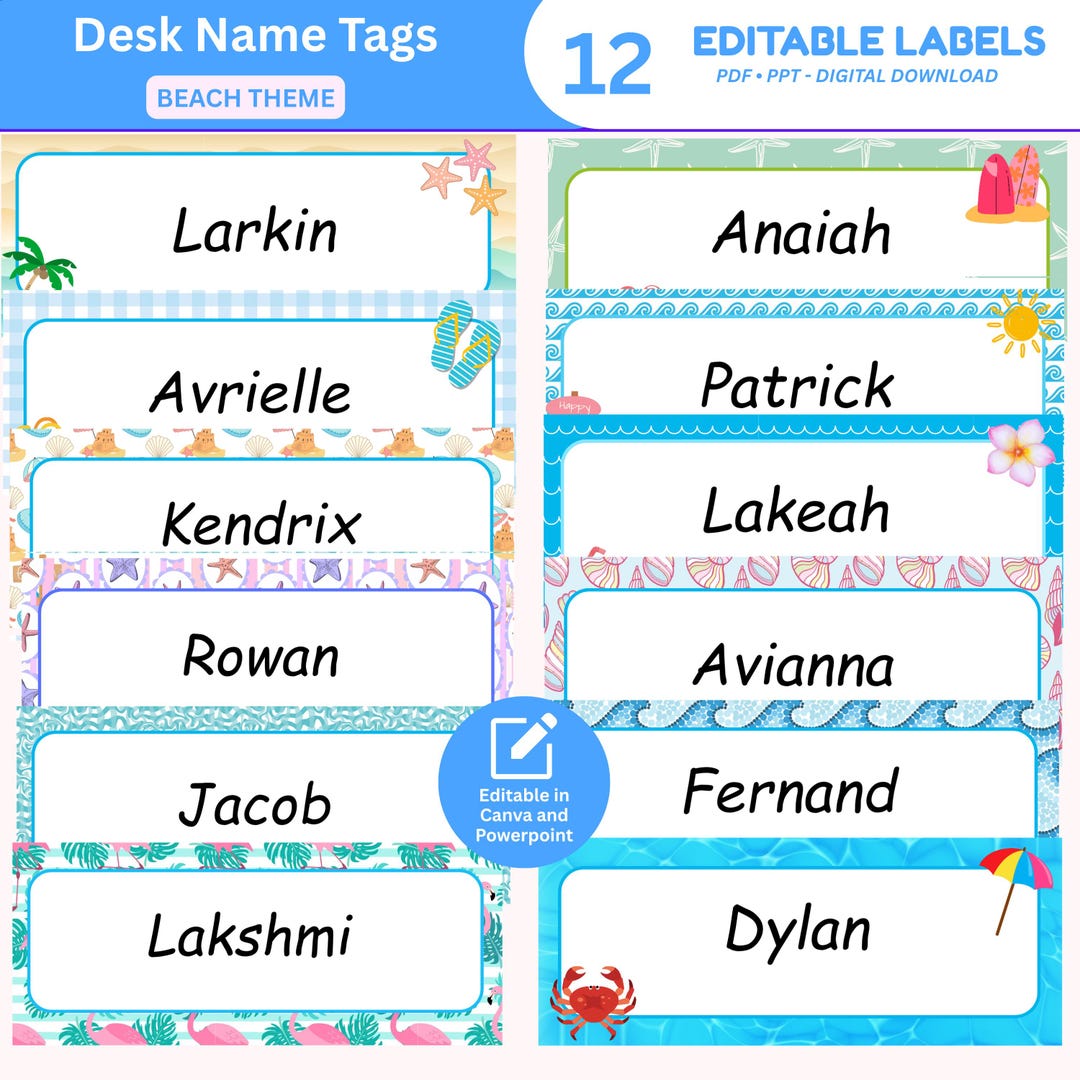 Pastel Summer Beach Cubby Tags Classroom Labels | Printable Teacher ...