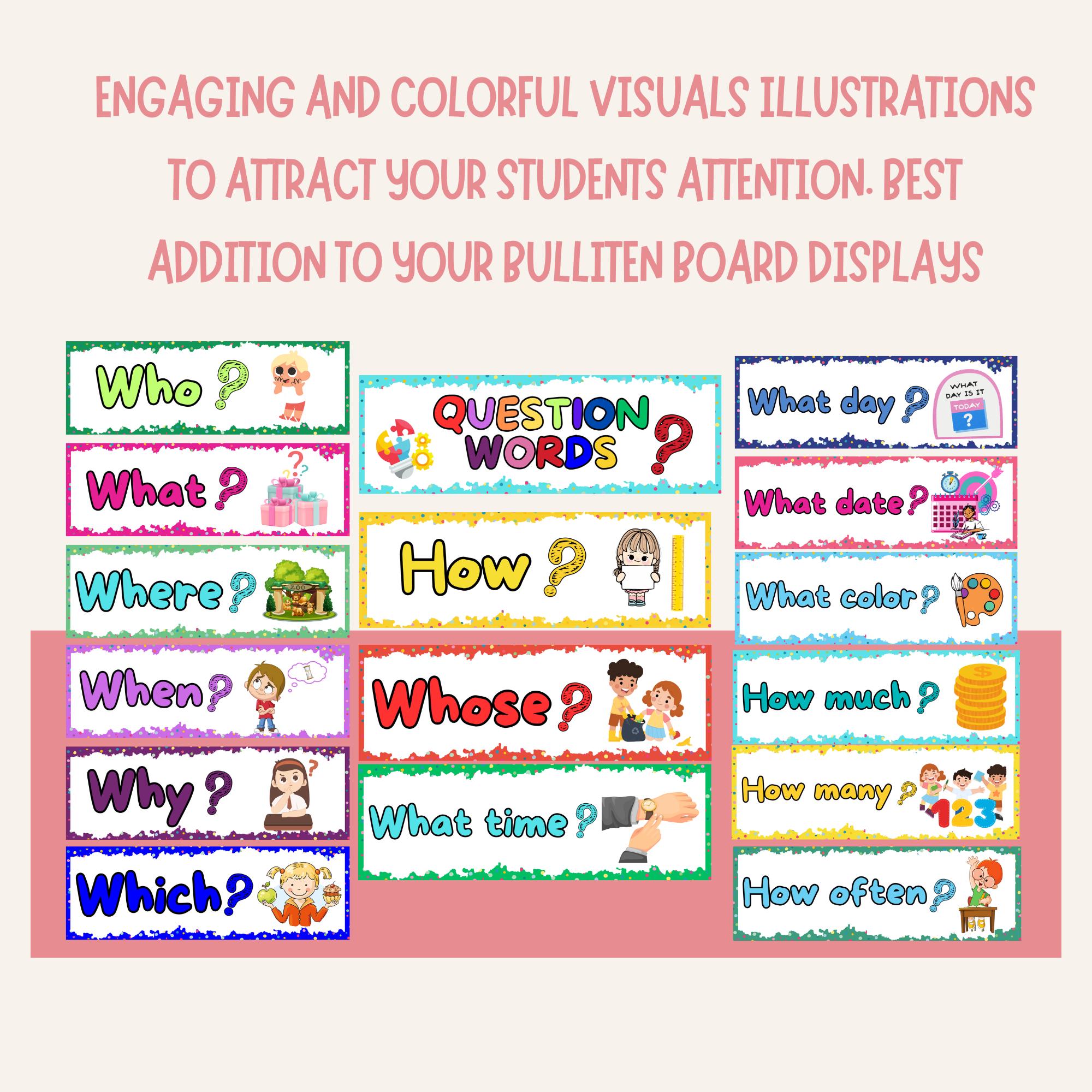 Question Word Classroom Poster Set | ESL Grammar (PDF, PNG) - Etsy