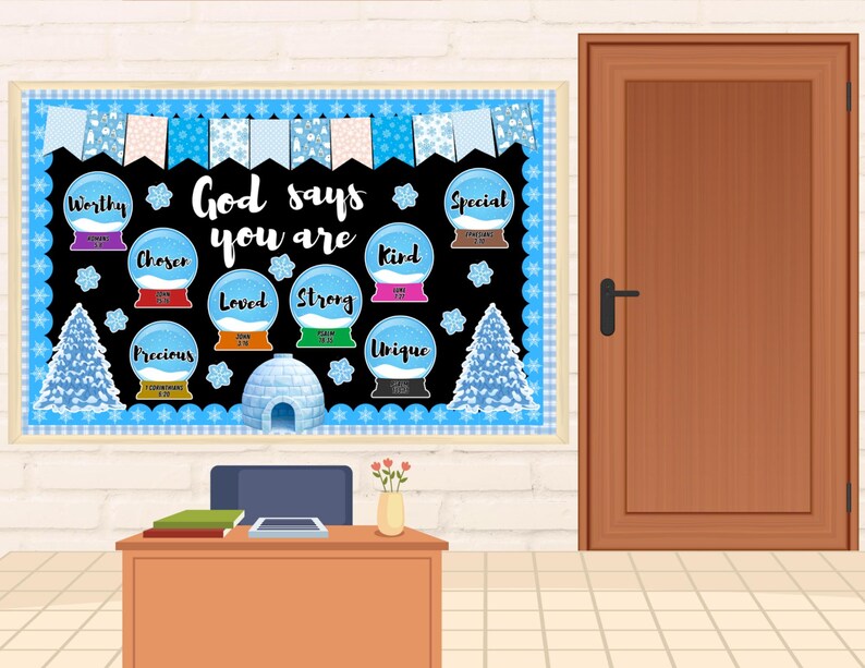 Christian Winter Bulletin Board Kit: Snowball Decor (editable in ...