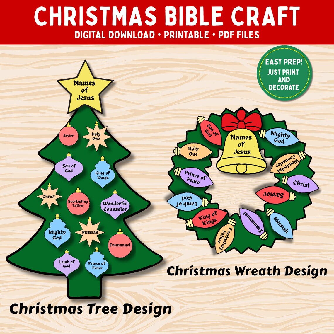 Christmas Bible Craft, Names of Jesus, Advent Activity (printable PDF ...