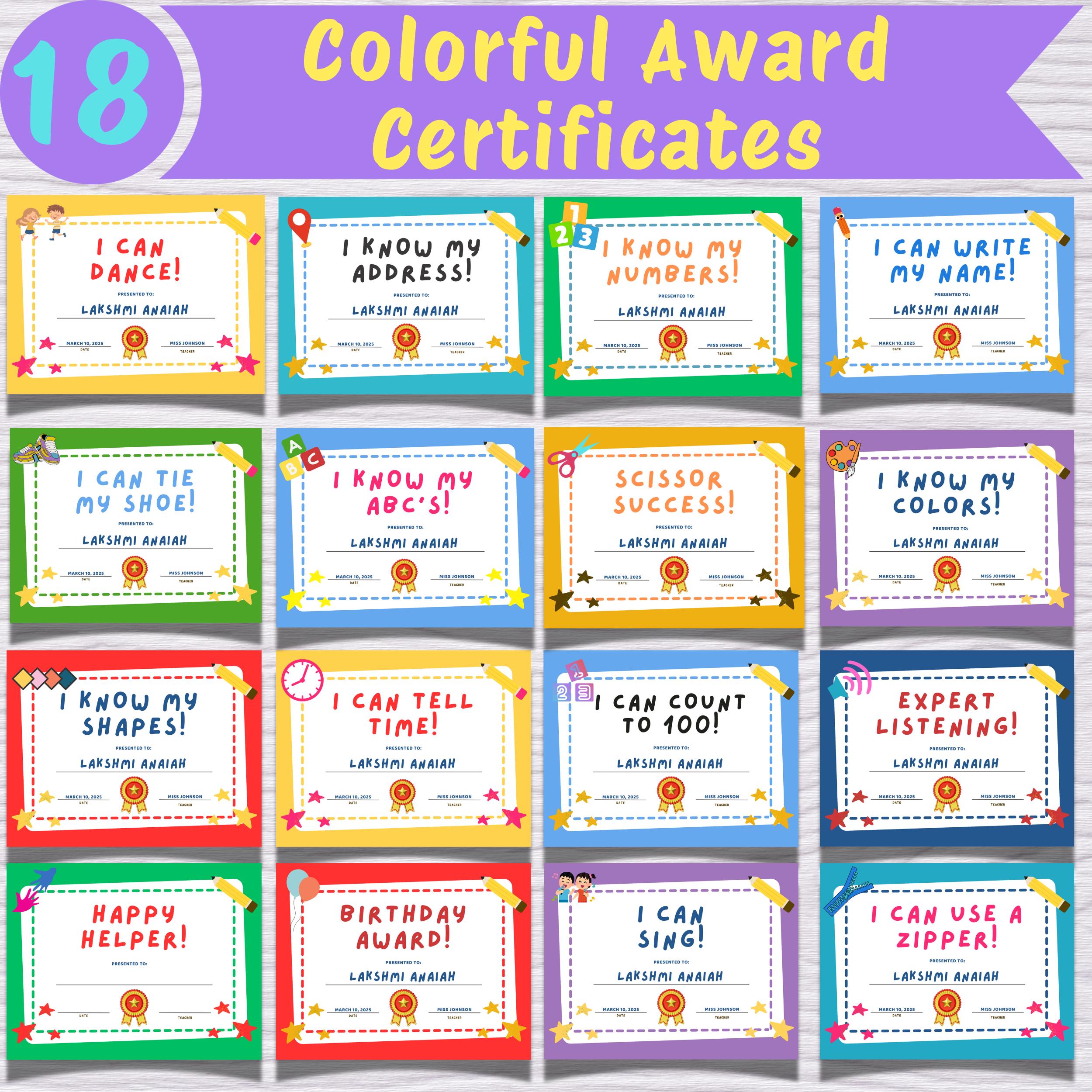 Classroom Award Certificates |edit and Print | Preschool Awards ...