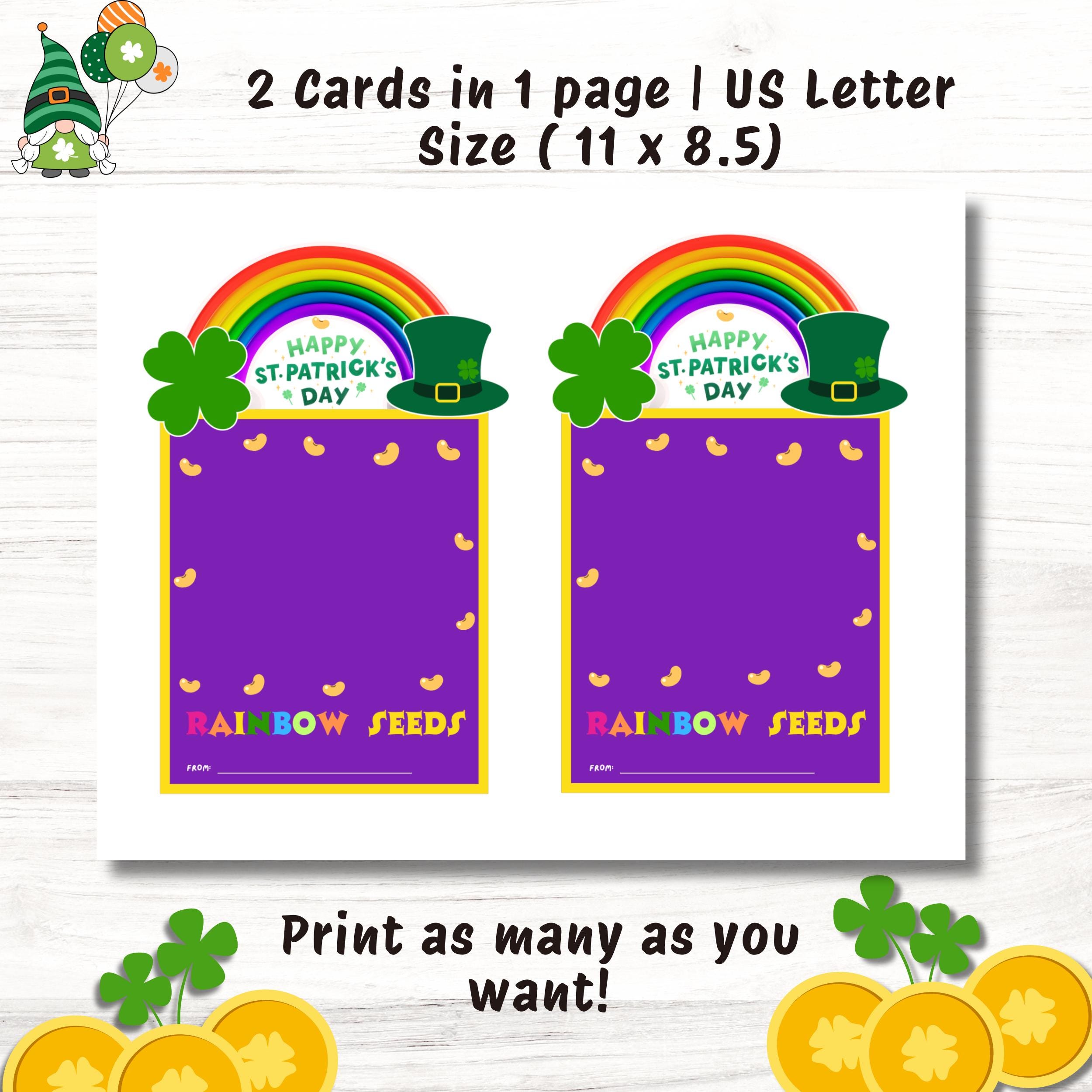 St Patrick's Day Gift Tag, Rainbow Seeds Candy Favor (instant Download ...
